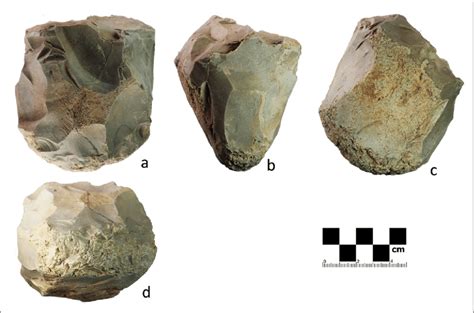 Thick Green Chert Drill Bit From Hajjiabad Varamin A C Lateral Views