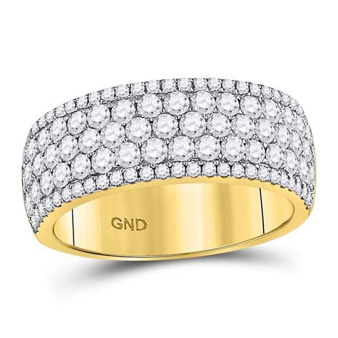 14kt Yellow Gold Womens Round Diamond Pave Fashion Band Ring 200 Cttw