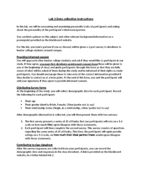 Lab 2 Data Collection Instructions Lab 2 Data Collection Instructions