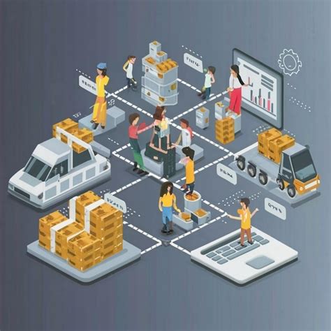 Premium Photo Supply Chain Simulation Concept Icon Logistics Network