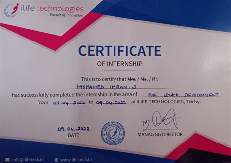 Mohamed Imran S On Linkedin Internship Fullstackdevelopment Ilifetechnologies Techjourney