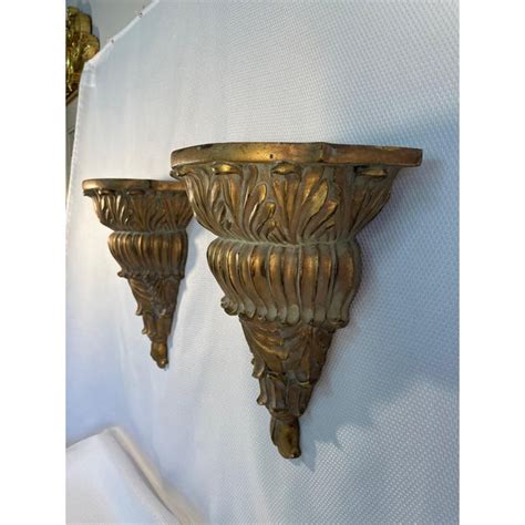 Large Vintage Neoclassical Style Wall Shelf Brackets A Pair Chairish