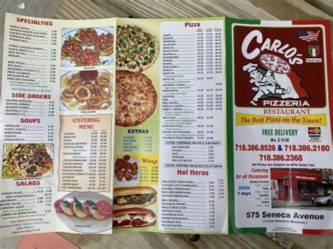 Carlos Pizza Menu In Queens New York Usa