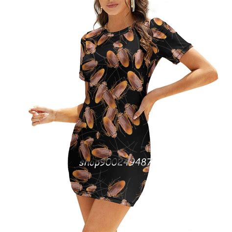 Cockroach Infestation Flare Dress Square Neck Dress Elegant Female
