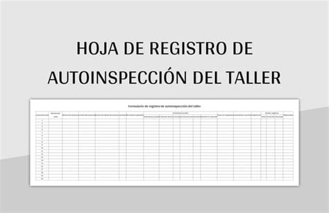 Plantilla De Excel Formulario De Registro De Inspección Del Taller Y