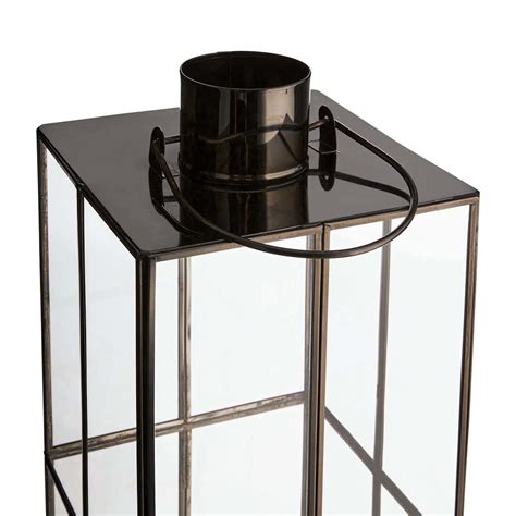 Black Metal Rectangle Cutout Oversized Lantern 30