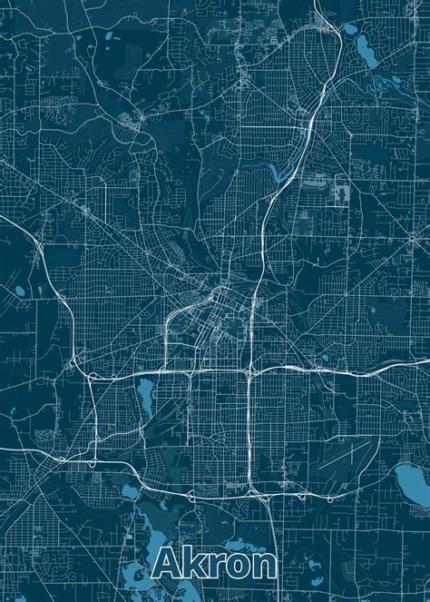 Akron City Map Poster Picture Metal Print Paint By Sam Kal Displate