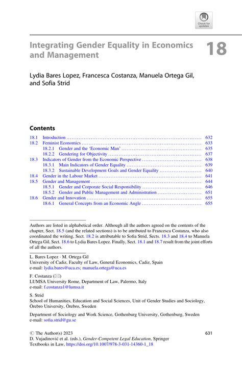 Pdf Integrating Gender Equality In Economics And Management