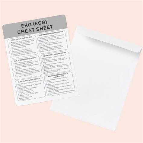 Ekg Cheat Sheet Printable Cardiac Reference Nursing Student Study Guide