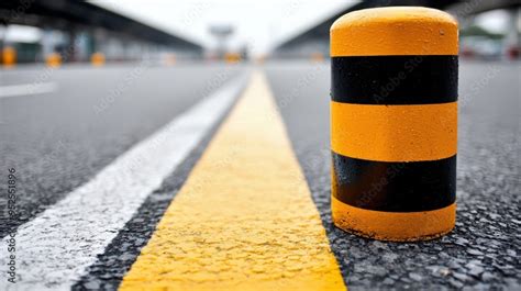 Minimalist Caution Tape Design Emphasizing Safety On A Factory Platform With Bold Yellow And