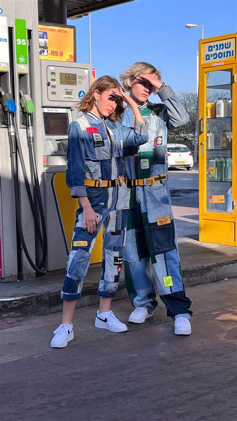 Denim Patchwork Jumpsuit Overall Multicolor Upcycled Jeans Cloth Labels