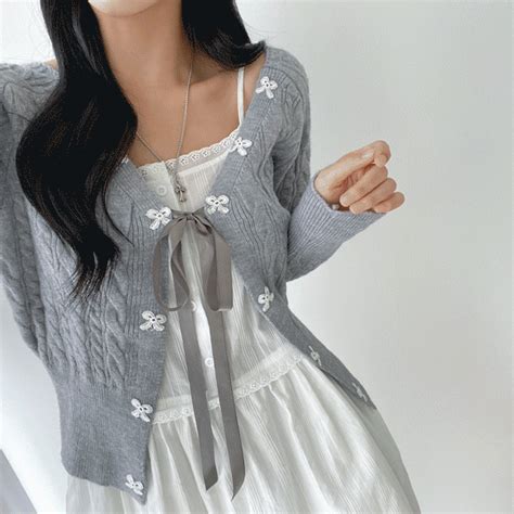 기획 모스카토꽈배기리본cd2c 리본가디건 꽈배기가디건 오픈가디건 브이넥 가을 간절기 발레코어 로맨틱 에이블리