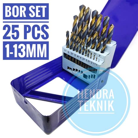 Mata Bor Besi Set 25 Pcs 1 13mm Coklat Murah Bagus Bor Hss M2 Box Besi