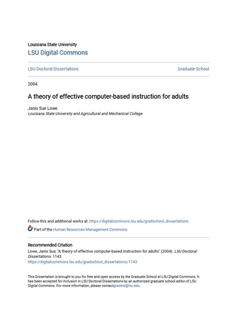 a theory of effective computer based instruction for adults pdf