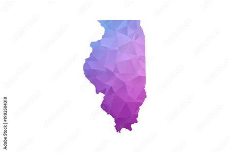 Illinois Map Polygon Style Vector Illustration In Blue And Purple