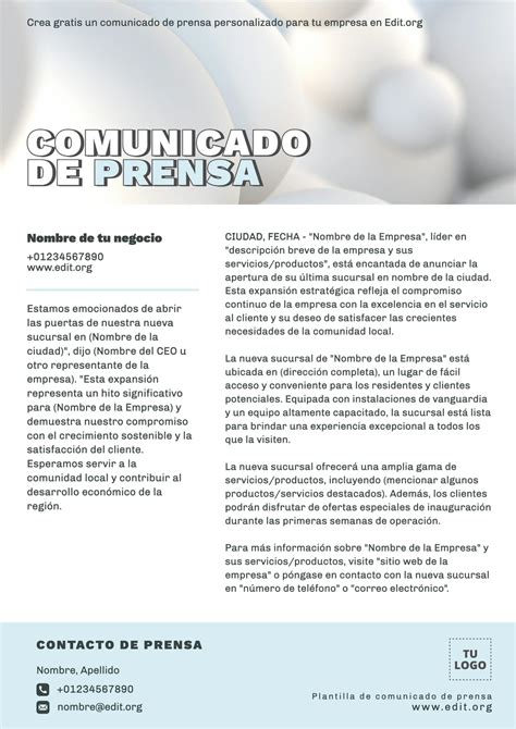 Plantillas Para Comunicados De Prensa Gratis
