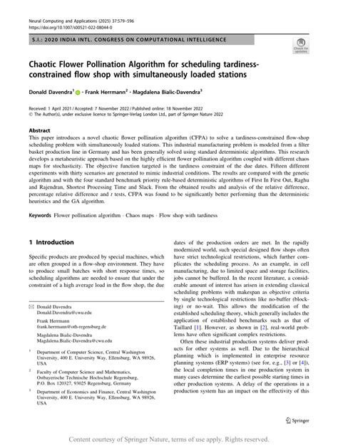 Chaotic Flower Pollination Algorithm For Scheduling Tardiness Constrained Flow Shop With