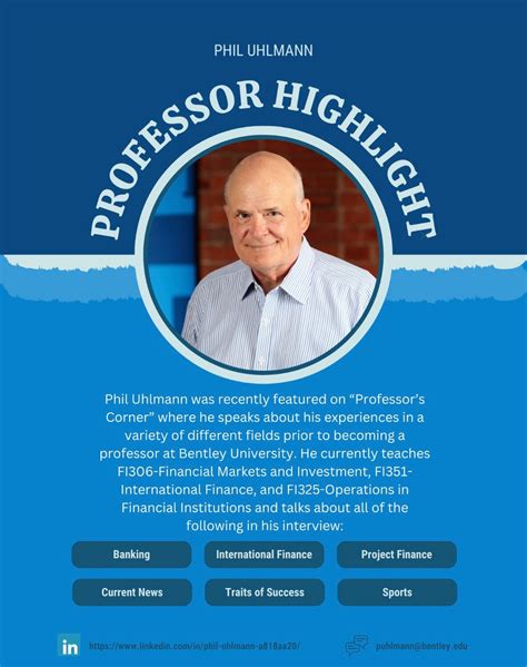 Our Next Professor Highlighted Is Phil Uhlmann He Outlines His Experience In International