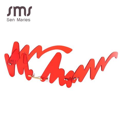 Luxury Wave Punk Sunglasses Women Rimless Sun Glas Vicedeal