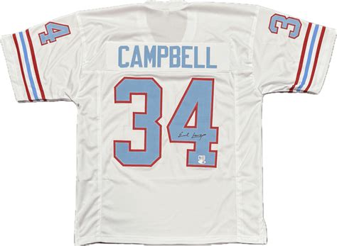 Earl Campbell Signed Autographed Custom White Blue Red Jersey Jsa