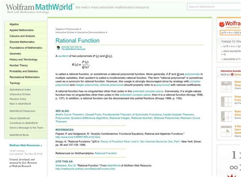 Wolfram Math World Rational Function Handout For 9th 10th Grade Lesson Planet