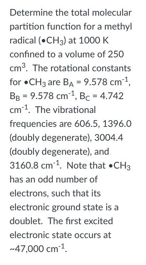 Solved Determine The Total Molecular Partition Function For Chegg
