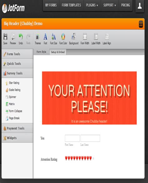 Big Header Chubby Form Widgets Jotform