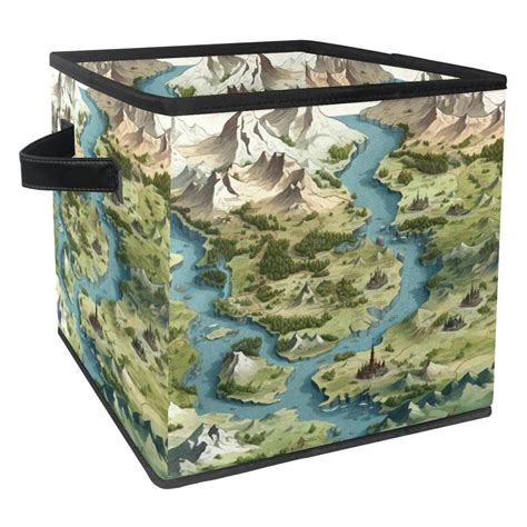 Map Section Foldable Clothes Toy Storage Bins With Handle 10 8x10 5x10 6 Large Capacity
