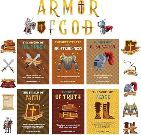 40 Pcs Armor Of God Poster Bulletin Board Decorations