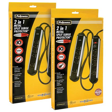 Fellowes 10 Outlet Split Power Surge 2 Pack
