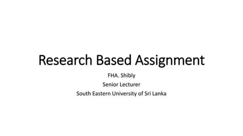 Research Based Assignment And Iits Applications Pptx