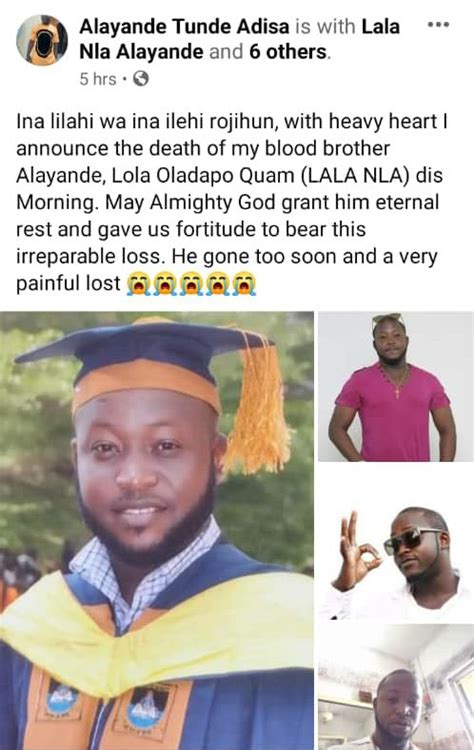 Nigerian Singer Lala Dies Months After Completing His Masters Degree