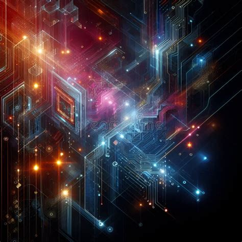 Tech Fusion Technology Themed Background Design Generative Ai Stock