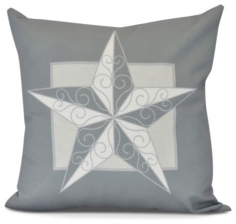 Night Star Geometric Print Pillow Gray 16 X 16 Contemporary