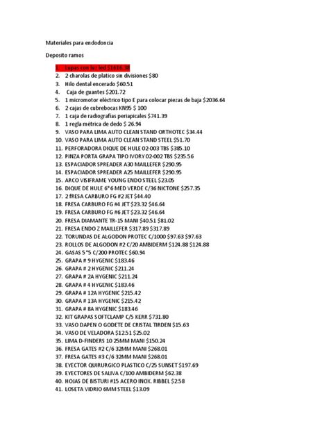 Materiales Endodoncia Pdf Pdf Equipo Materiales