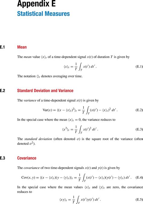 Statistical Measures Appendix E Electric Brain Signals