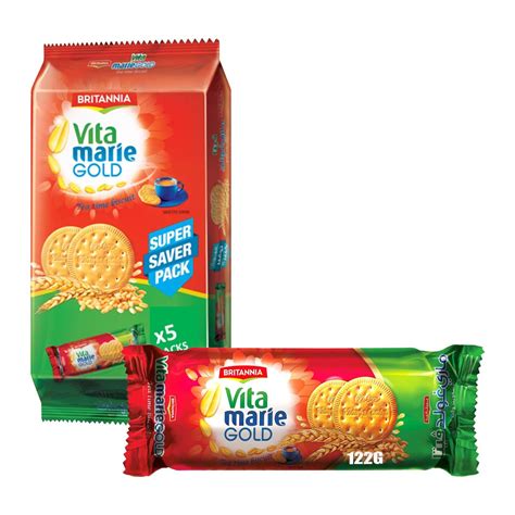 Britannia Vita Marie Gold Tea Time Biscuits Value Pack 5 X 122 G Online