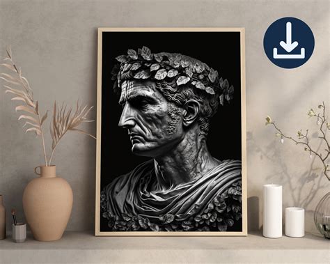Julius Caesar Poster Print Roman Emperor Wall Art Ancient Rome T Black And White Home Décor