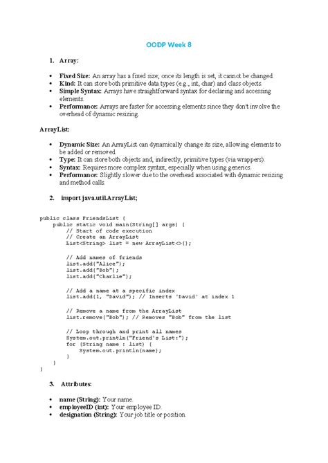 Employee Class Overview Oodp Week 10 K240271 Tutorial Notes Studocu