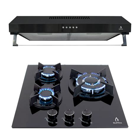 Combo Parrilla Y Campana Supra Con Parrilla Empotrable Para Uso De Gas Lp O Natural En Cristal