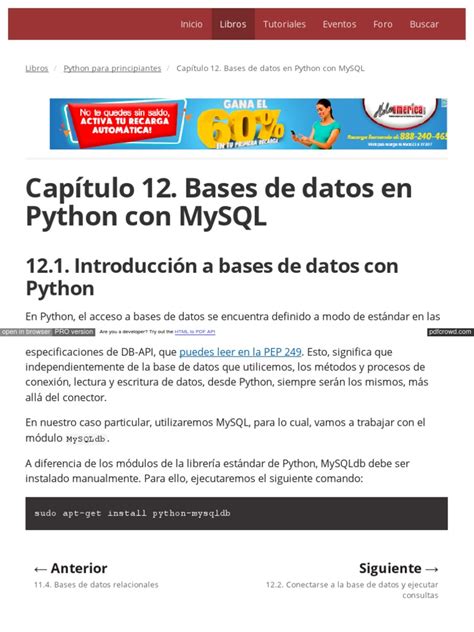 Capítulo 12 Bases De Datos En Python Con Mysql Pdf Mi Sql Python