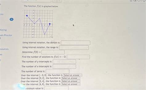 Solved The Function Fx Is Graphed Below Using Interval
