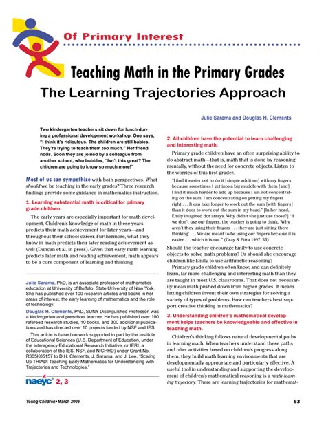 Pdf Teaching Math In The Primary Grades The Learning Trajectories Approach