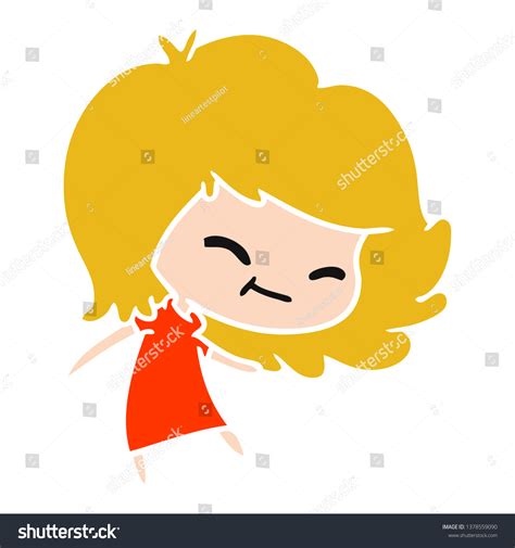 Freehand Drawn Cartoon Cute Kawaii Girl Stock Illustration 1378559090