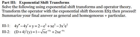 Solved Part Iii Exponential Shift Transforms Solve The