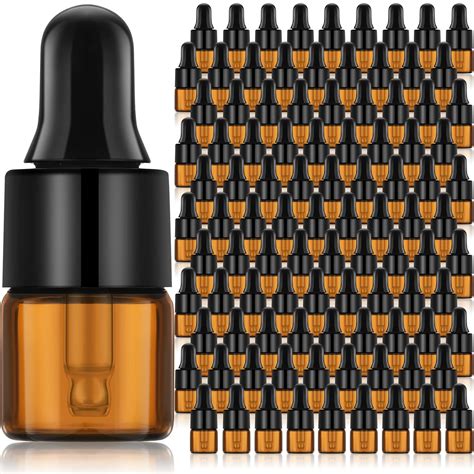 Nuogo 100 Pcs Amber Glass Mini Dropper Bottles Essential