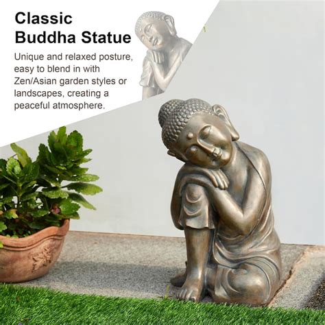 Glitzhome Zen Style Mgo Meditating Garden Buddha Statues Monk Sculpture Indoor Outdoor On Sale