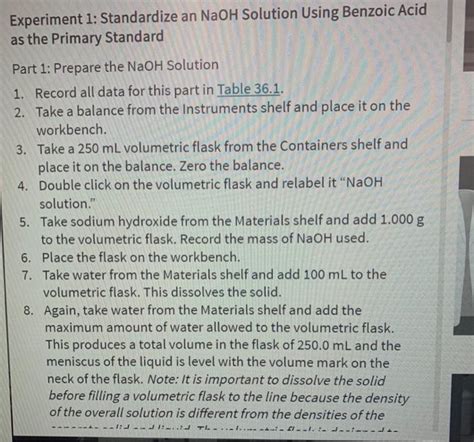 Experiment 1 Standardize An Naoh Solution Using