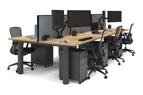 Quadro Cylinder Leg 6 Person Office Workstations 1200l X 800w With