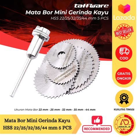 [cod] Mata Bor Mini Gerinda Kayu Hss 22 25 32 35 44 Mm 5 Pcs Mata Bor Hole Saw Untuk Pelubang